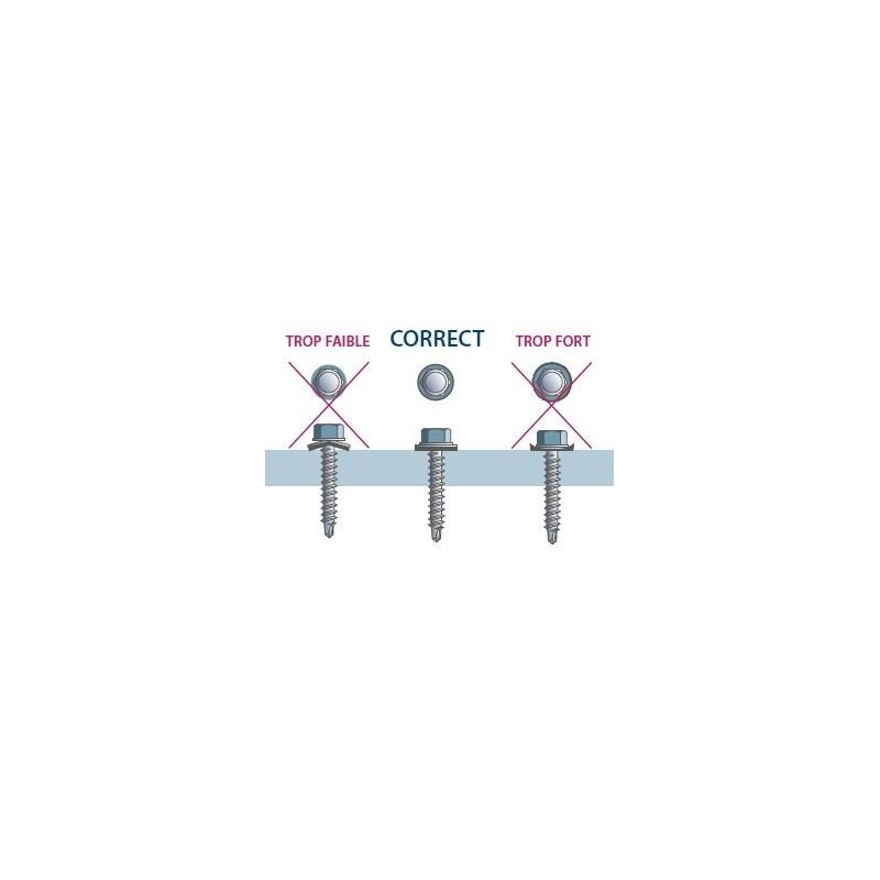 Vis autoforante Métal 6.3x100 Fer pour Tôles de Bardage - par 100