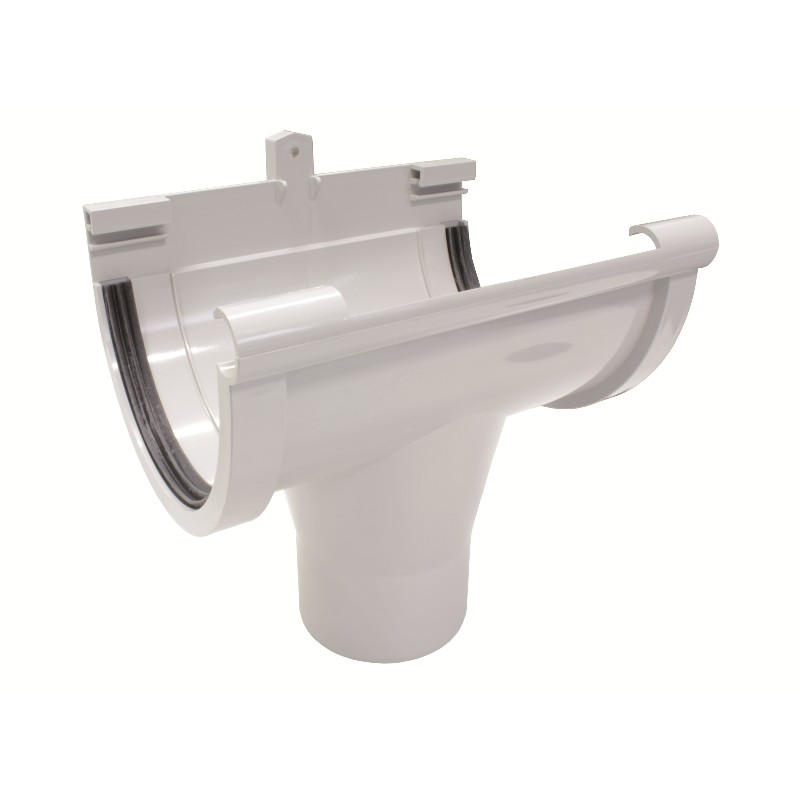 Naissance Centrale pour Gouttière Toiture PVC 165 - Gris Clair